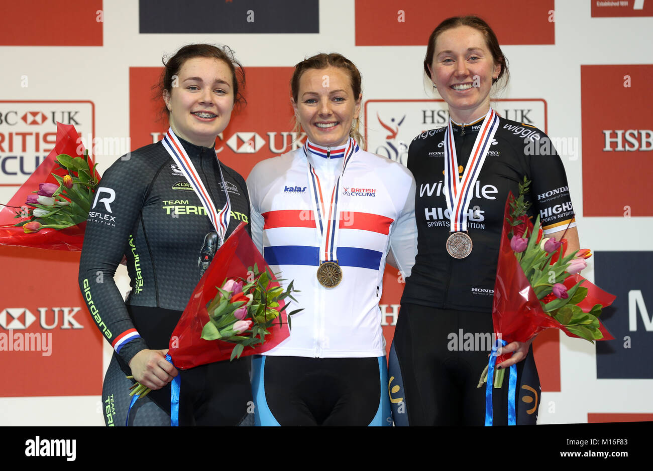 Katy Marchant celebrates with her gold medal after winning the Women's ...
