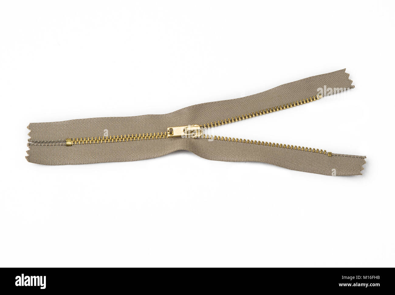 Metal zip open or closed on the white background Stock Photo - Alamy