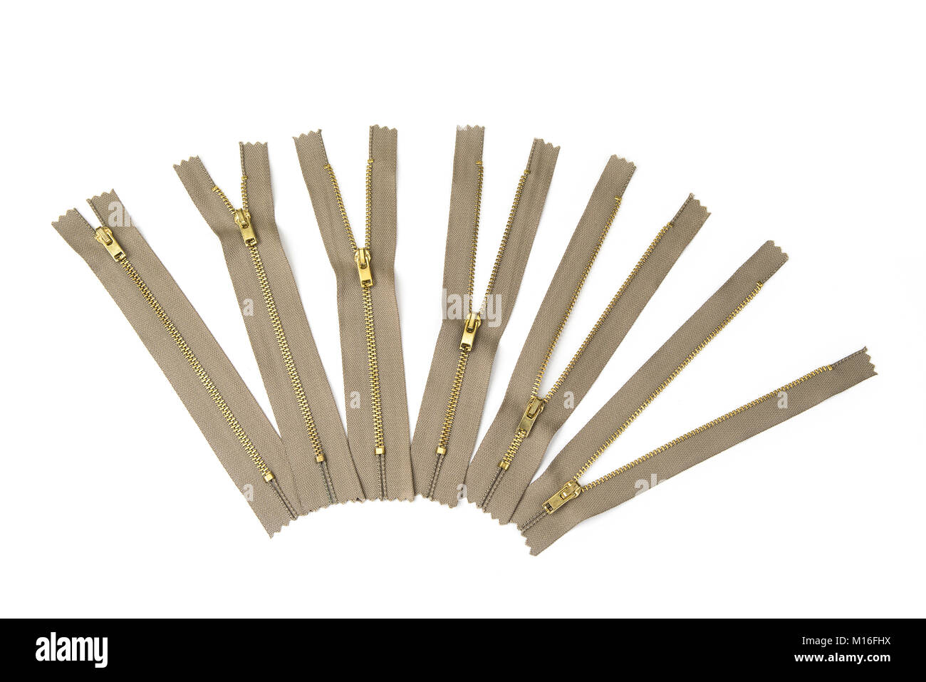 Metal zip open or closed on the white background Stock Photo - Alamy