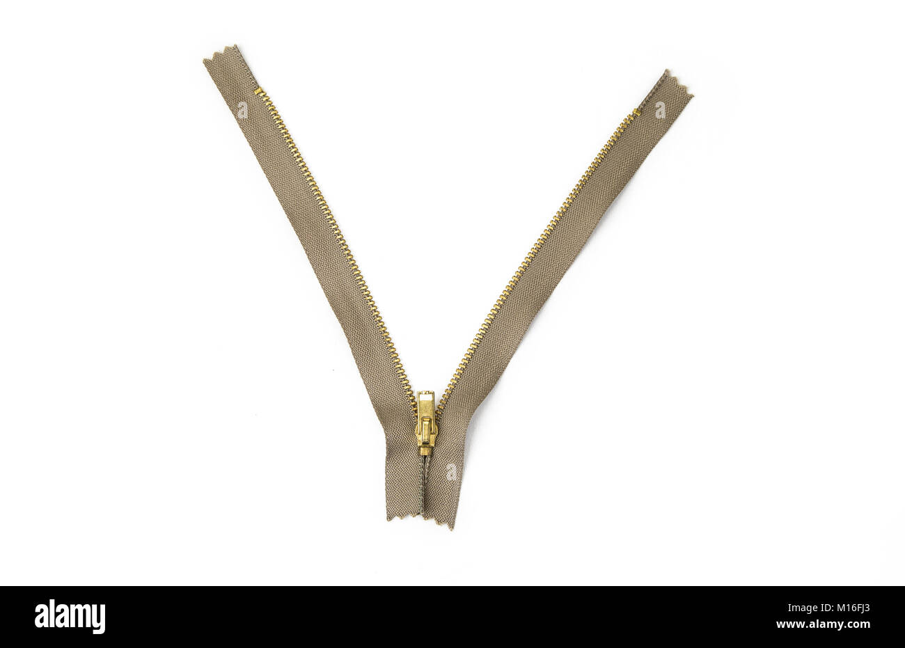 Metal zip open or closed on the white background Stock Photo - Alamy