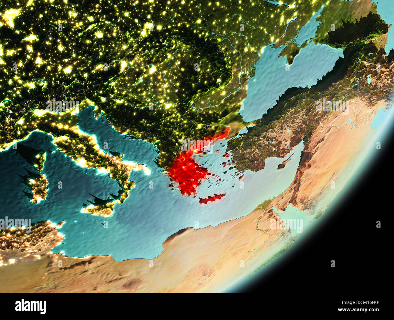 Highlighted satellite image of greece hi-res stock photography and ...