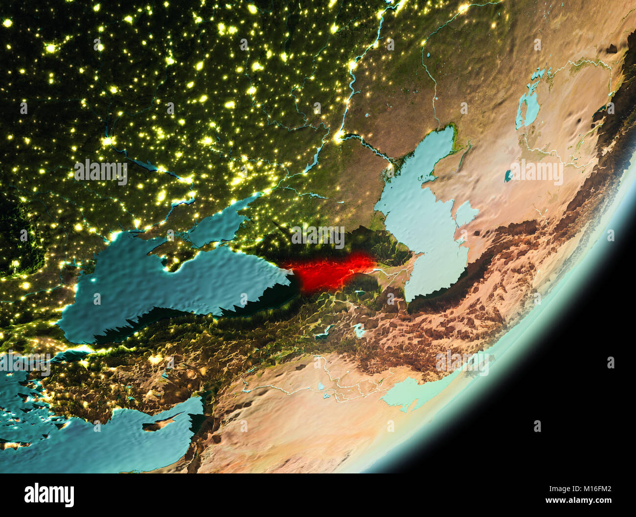 Highlighted satellite image of georgia hi-res stock photography and ...
