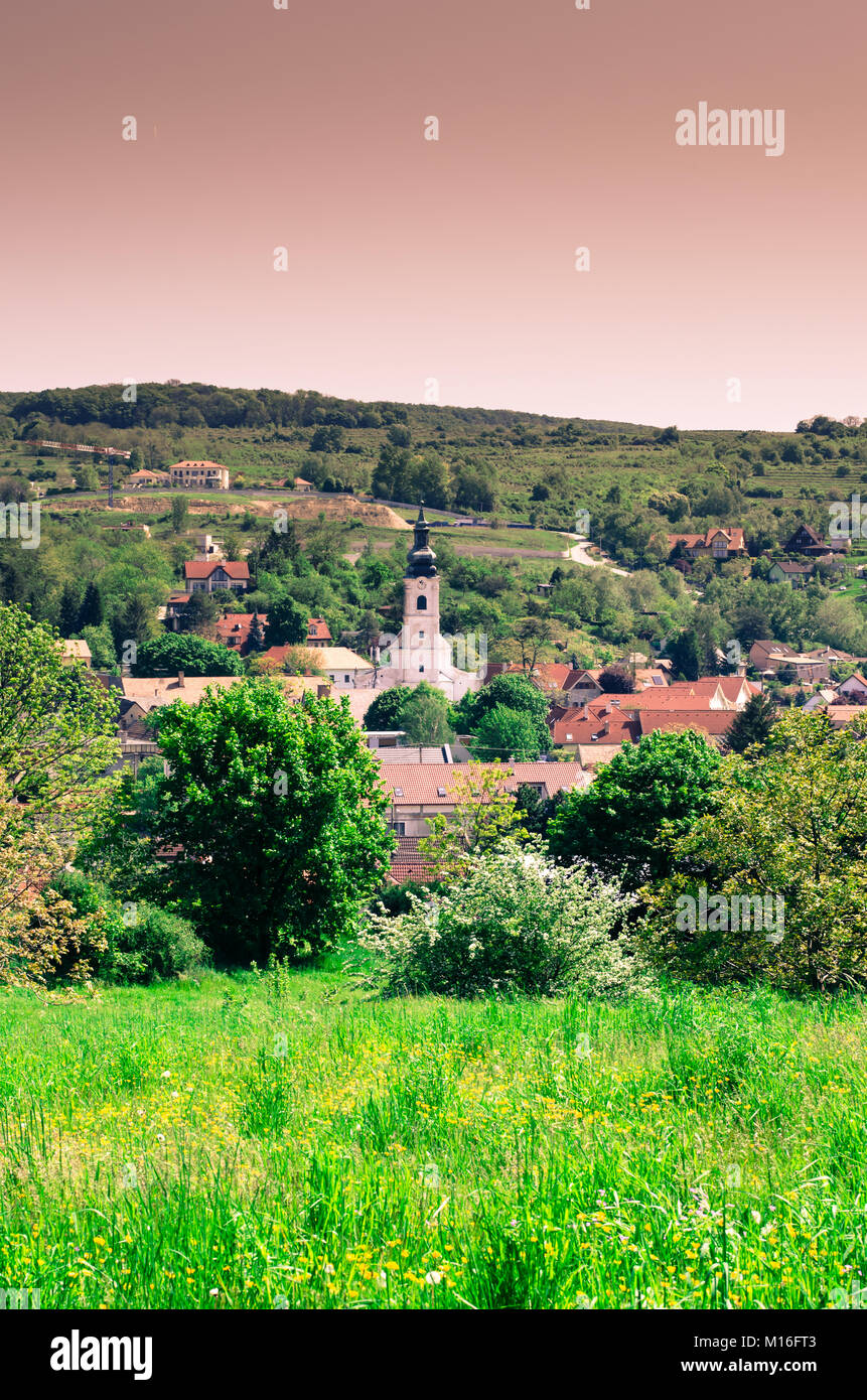 church in the village image Stock Photo - Alamy