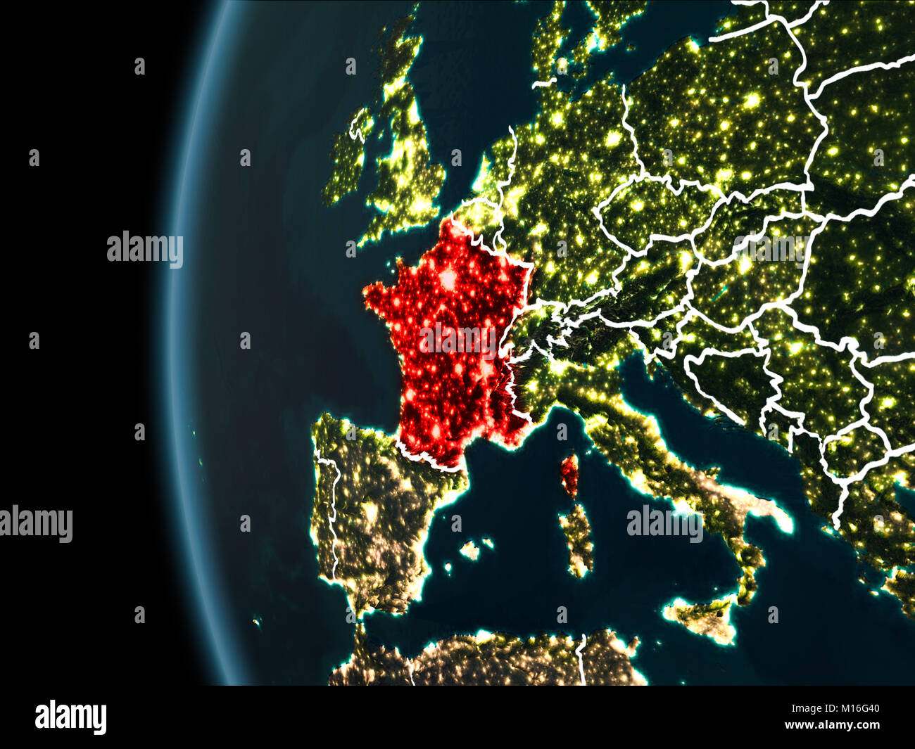 Highlighted satellite image of france hi-res stock photography and ...