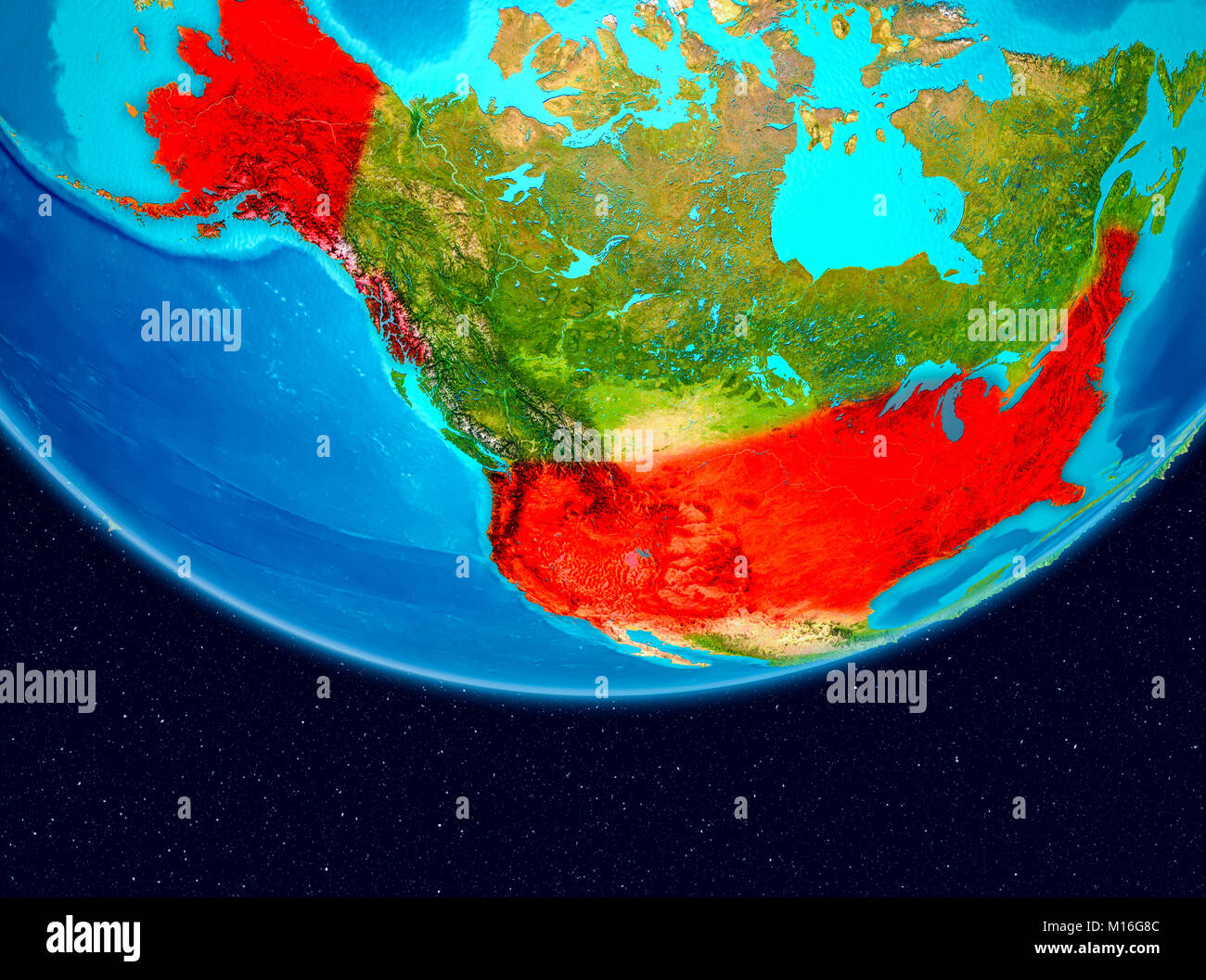 USA from orbit of planet Earth. 3D illustration. Elements of this image ...