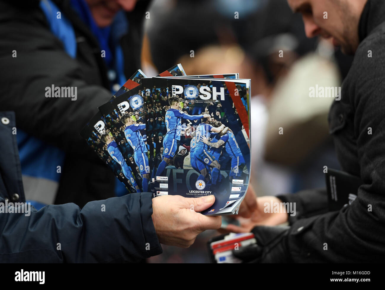 Matchday programmes on sale before the Emirates FA Cup, fourth round ...