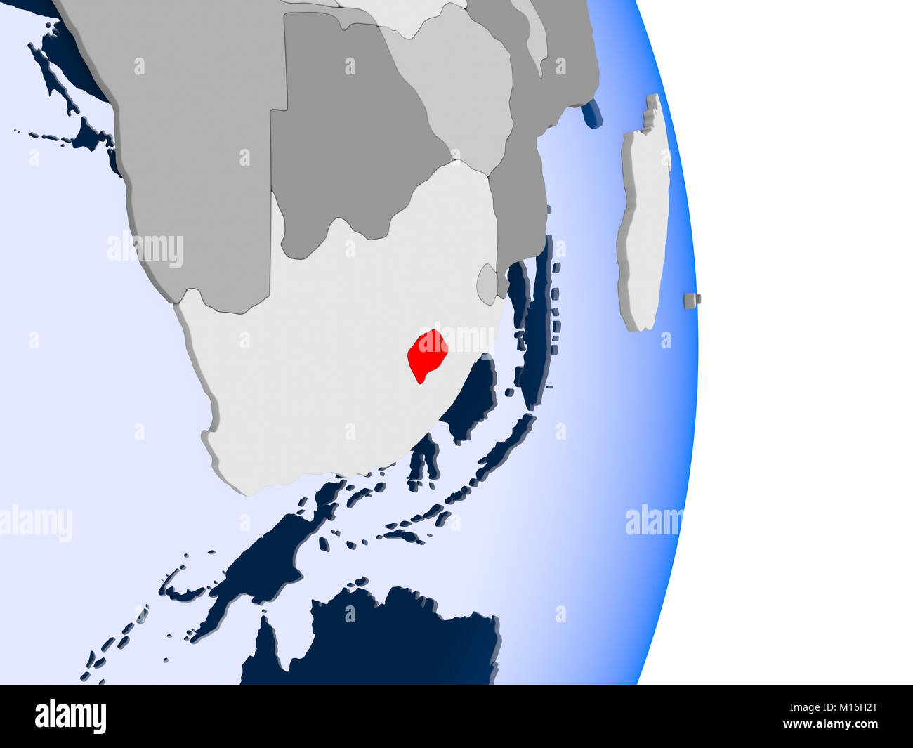 Gabon in red on model of political globe with transparent oceans. 3D ...