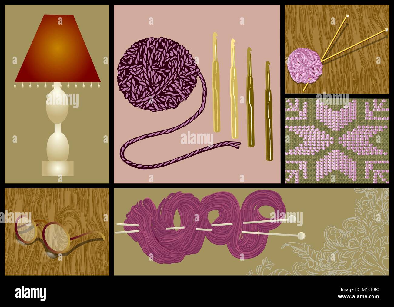 Knitting on the wooden table Stock Vector Images - Alamy