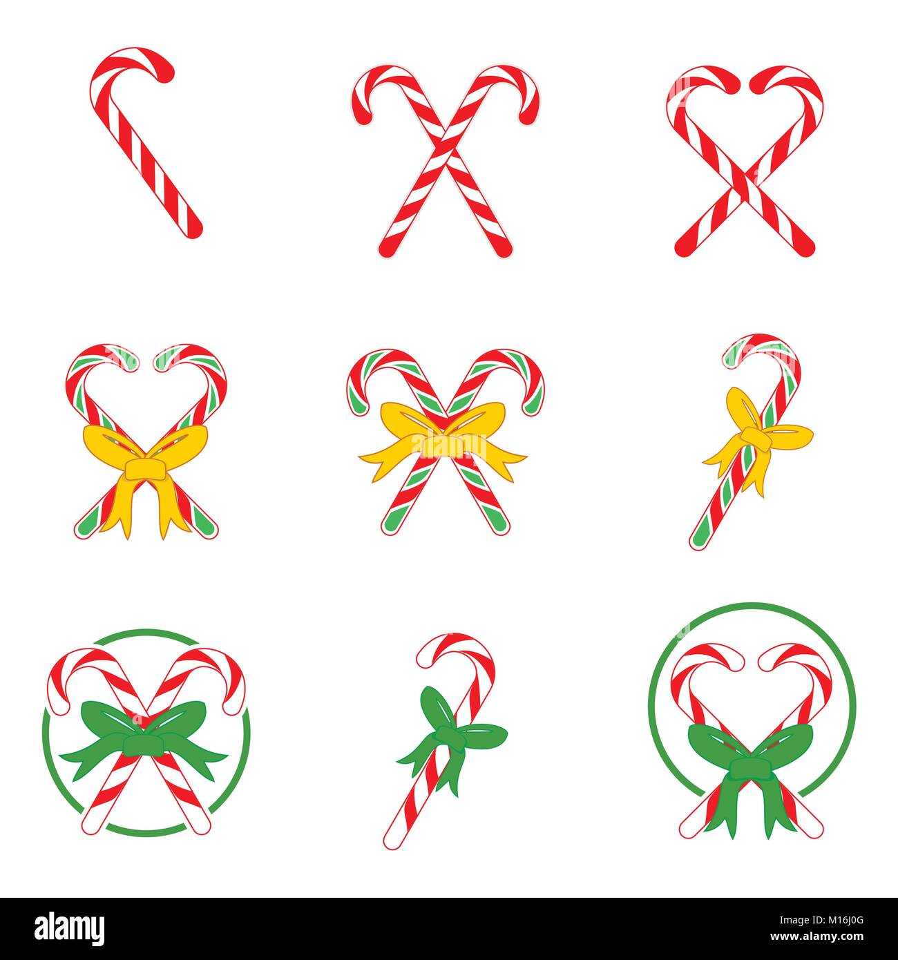 Christmas Candy Cane Vector Graphic Illustration Sign Symbol Design Set ...