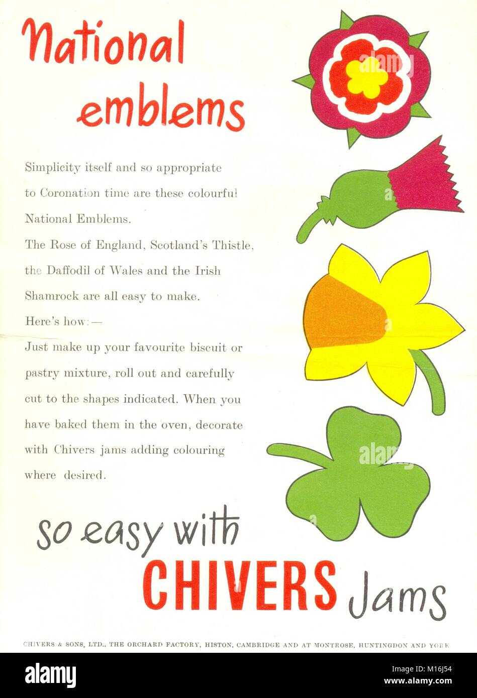 Chivers Jam advertising leaflet 1953 Stock Photo - Alamy