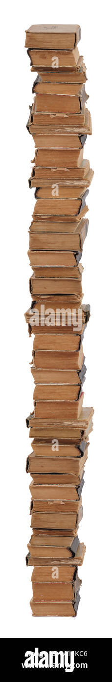 Very big stacked old books of different shape and color. Isolated on ...
