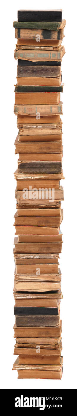 Very big stacked old books of different shape and color. Isolated on ...