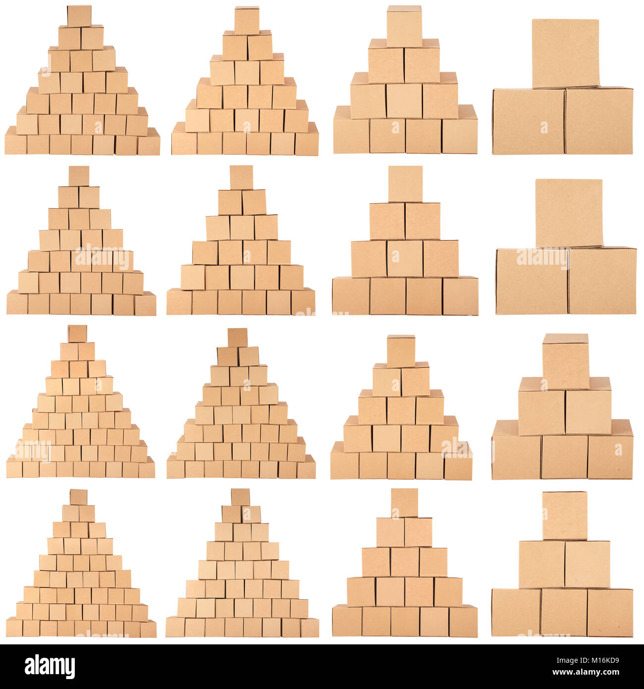 Cardboard boxes.Pyramid from boxes on white background Stock Photo - Alamy