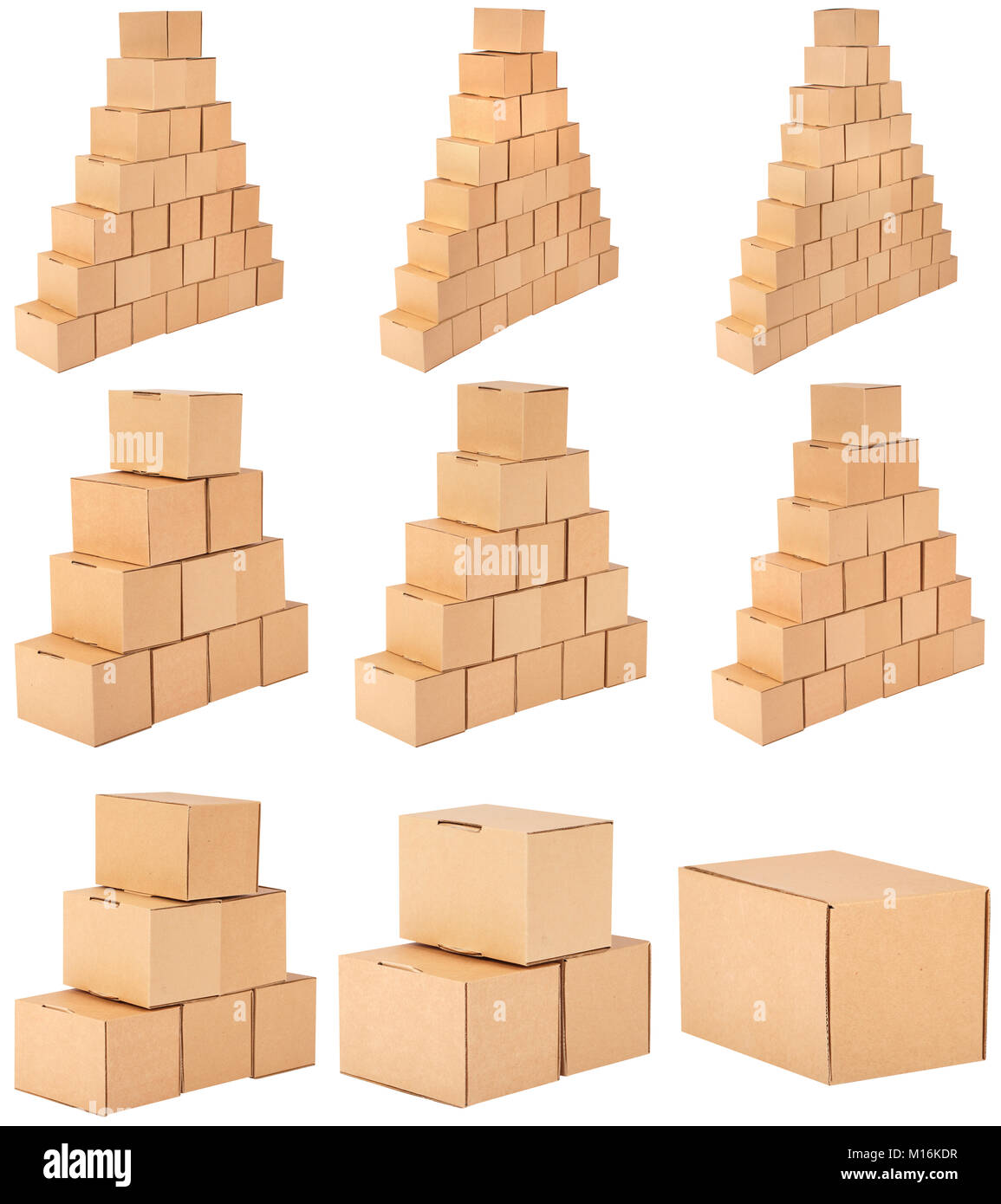Cardboard boxes.Pyramid from boxes on white background Stock Photo - Alamy