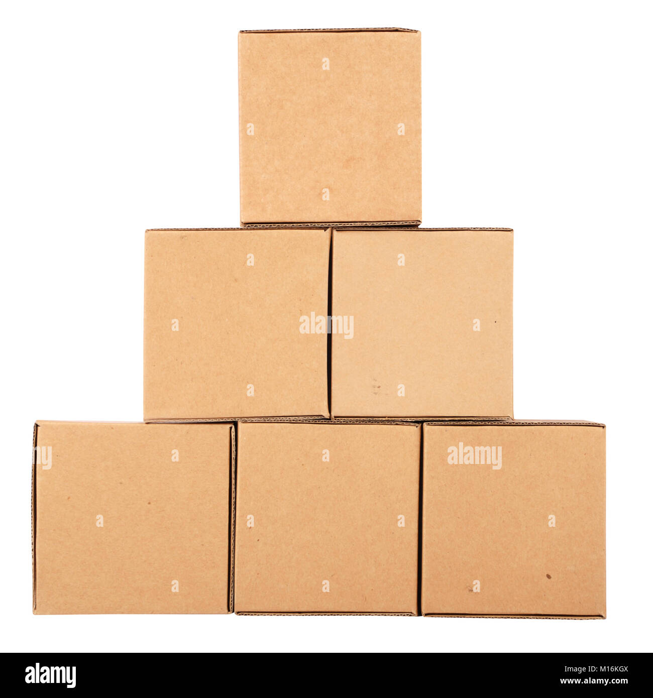 Cardboard boxes.Pyramid from boxes on white background Stock Photo - Alamy