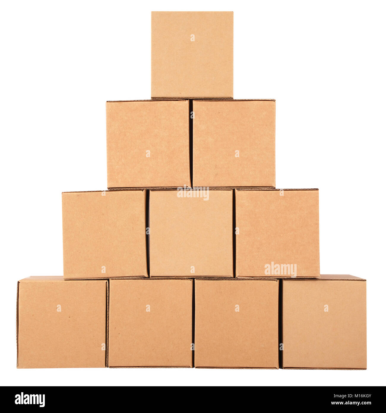 Cardboard boxes.Pyramid from boxes on white background Stock Photo - Alamy