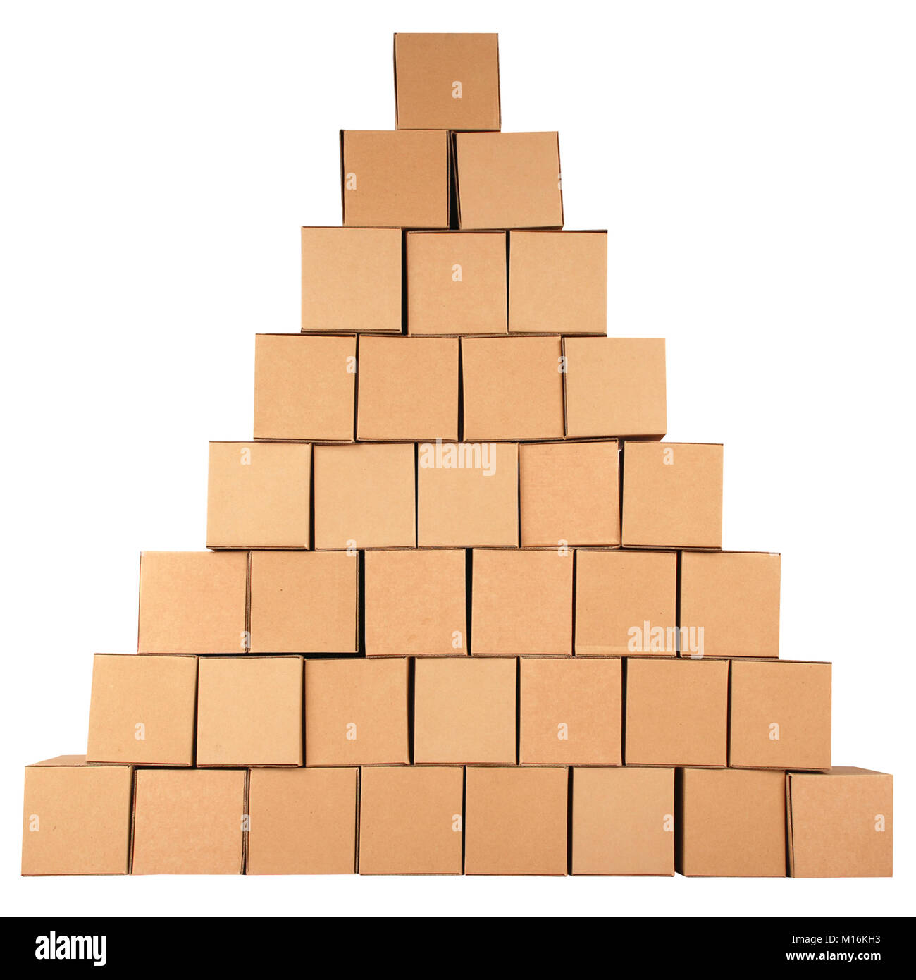 Cardboard boxes.Pyramid from boxes on white background Stock Photo - Alamy