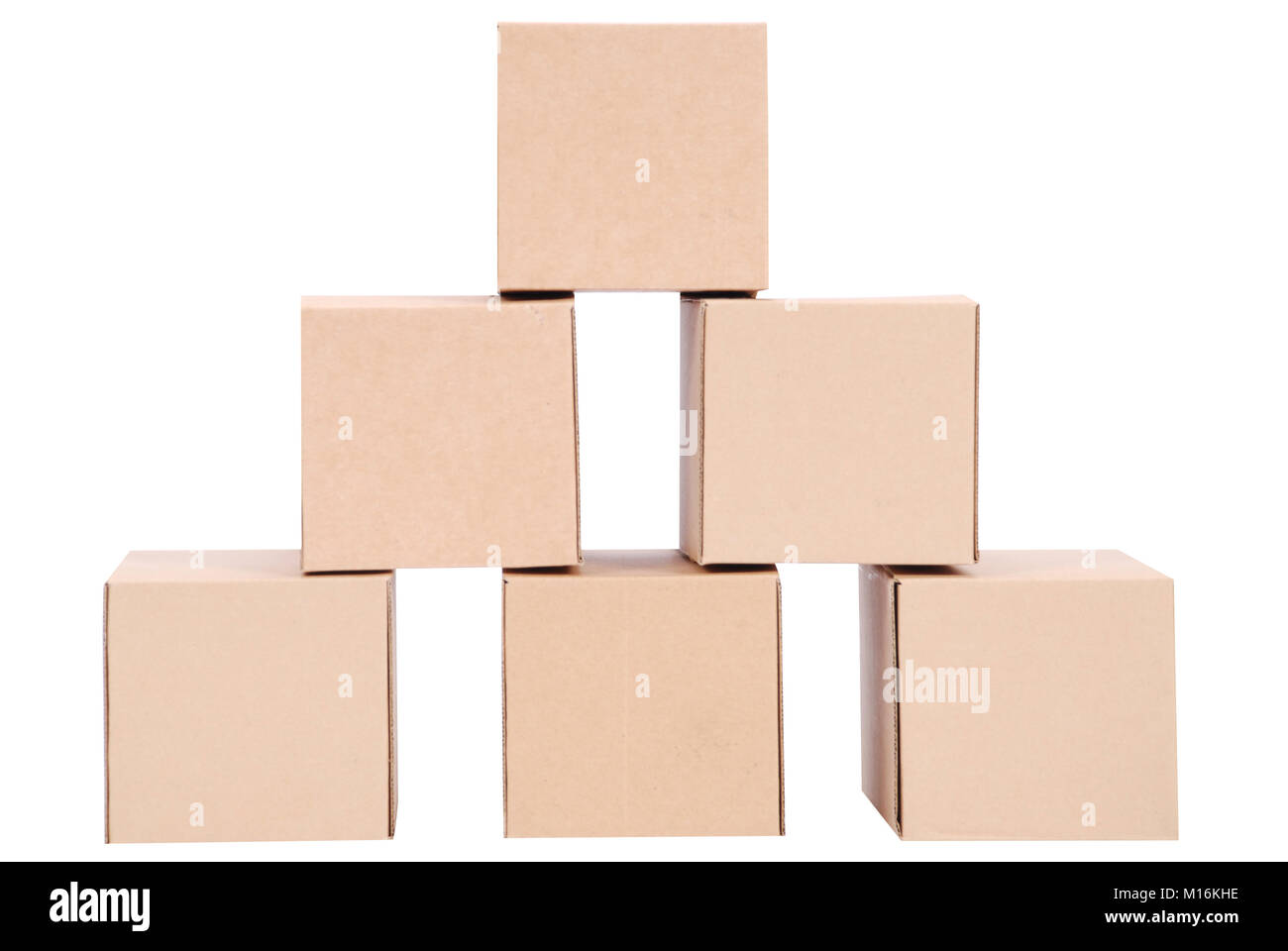 Cardboard boxes.Pyramid from boxes on white background Stock Photo - Alamy