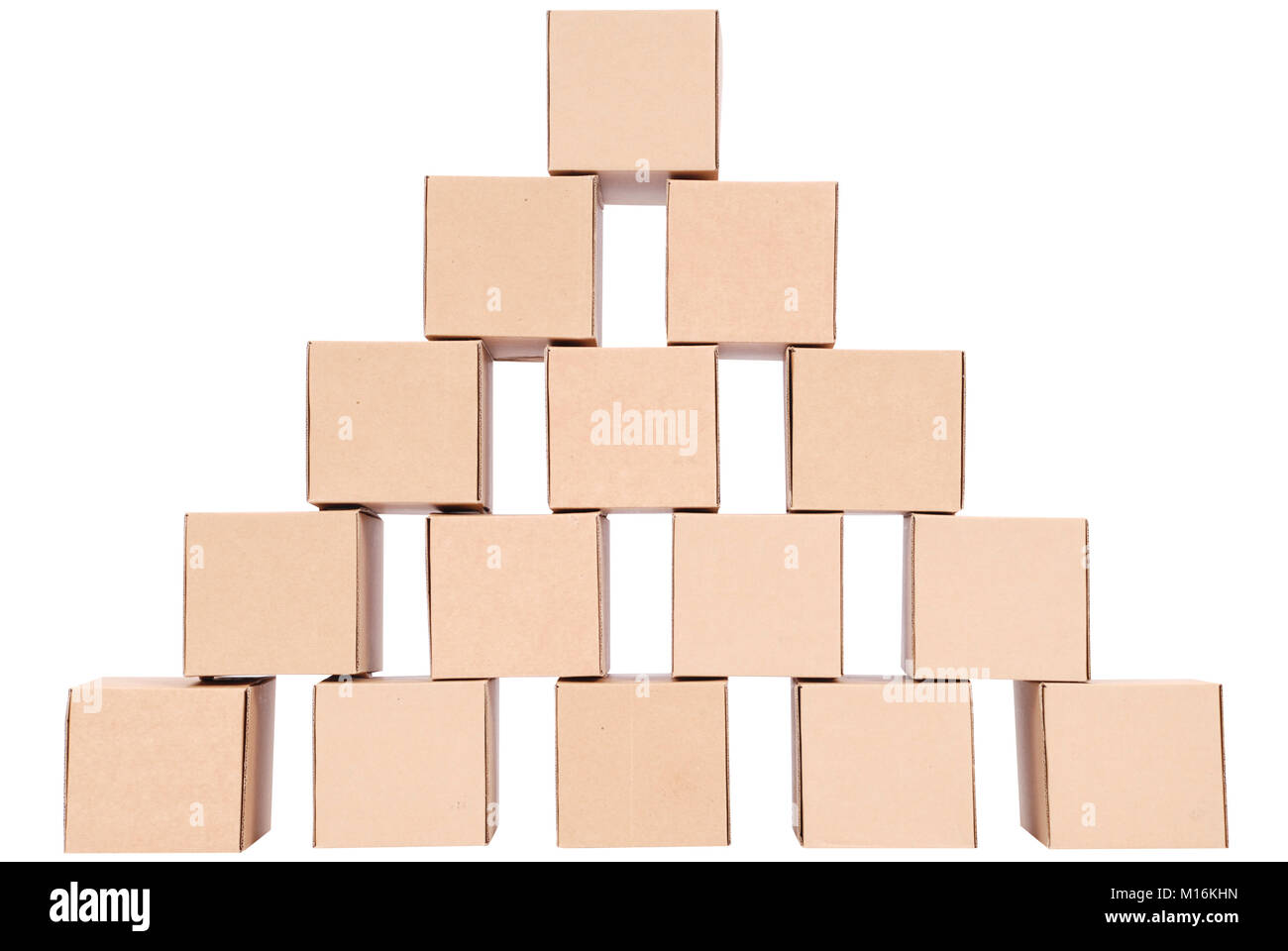 Cardboard boxes.Pyramid from boxes on white background Stock Photo - Alamy