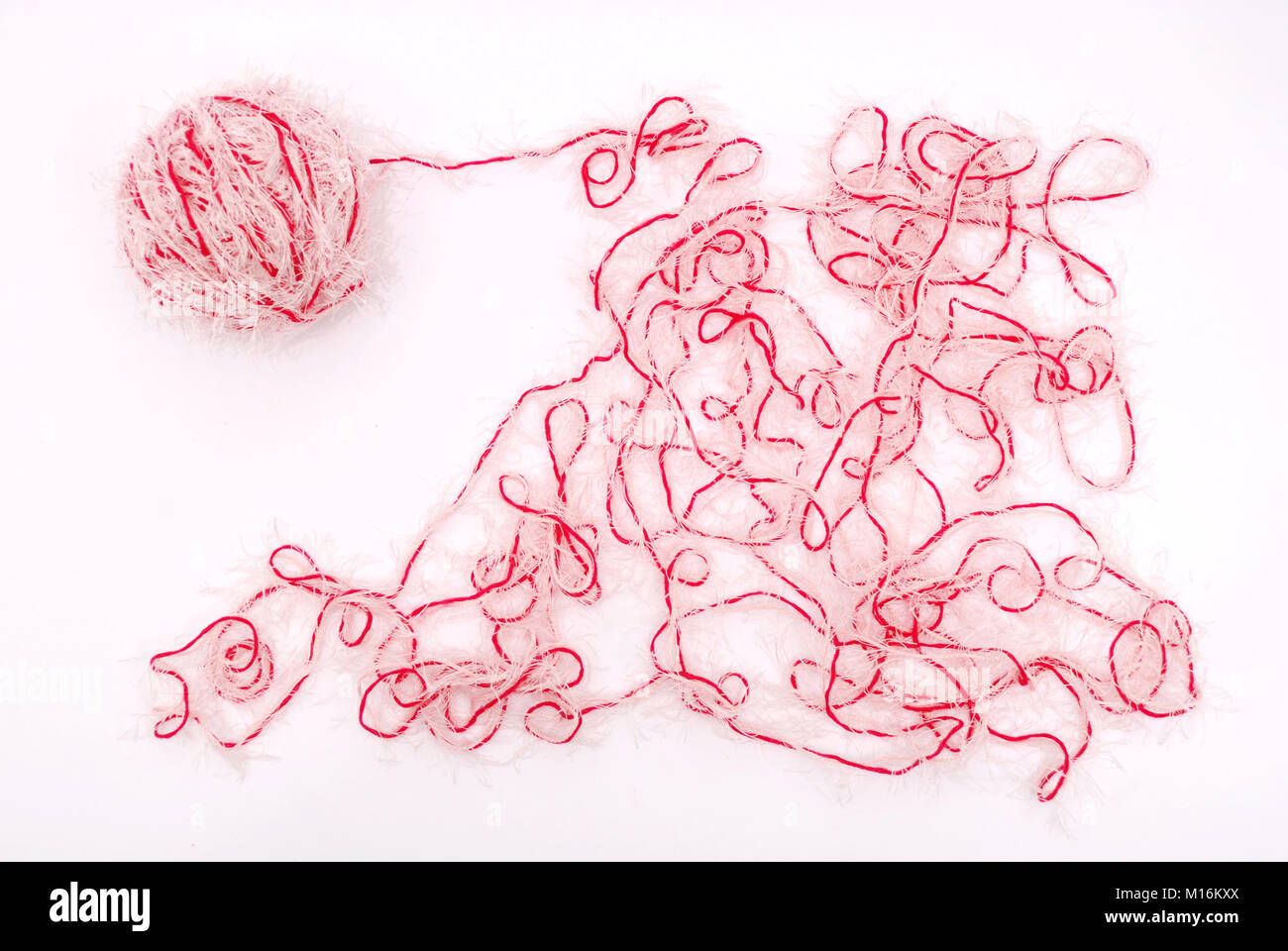 red and white threads clew isolated on a white background Stock Photo ...