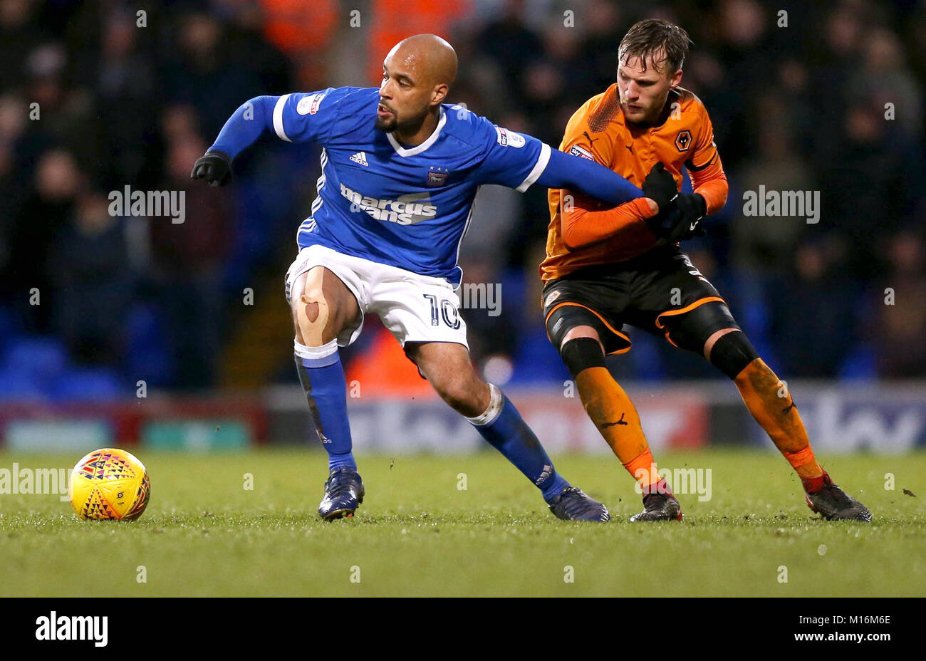 Ipswich Town's David McGoldrick (left) and Wolverhampton Wanderers ...