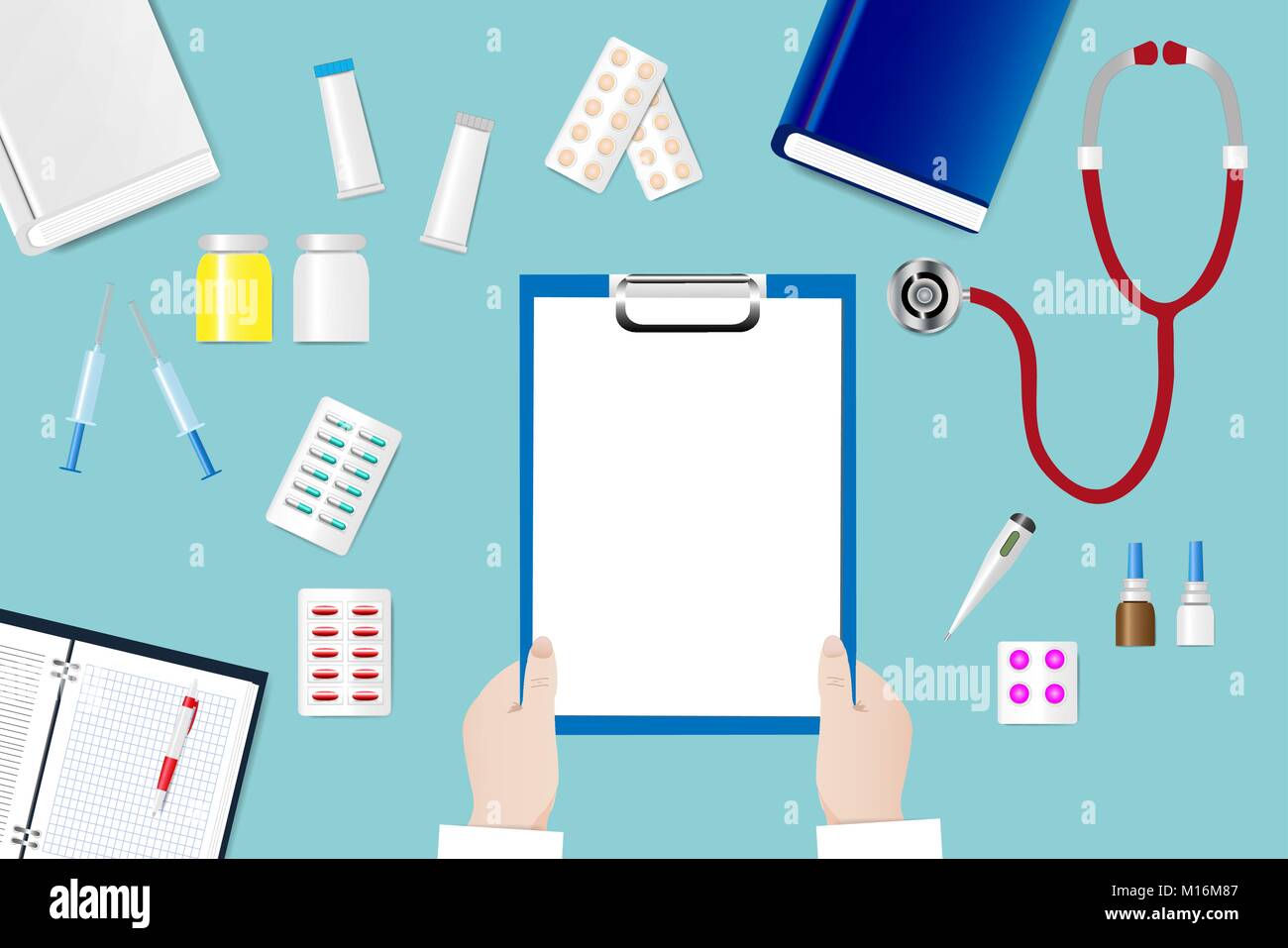 Doctors workspace Stock Vector Images - Alamy