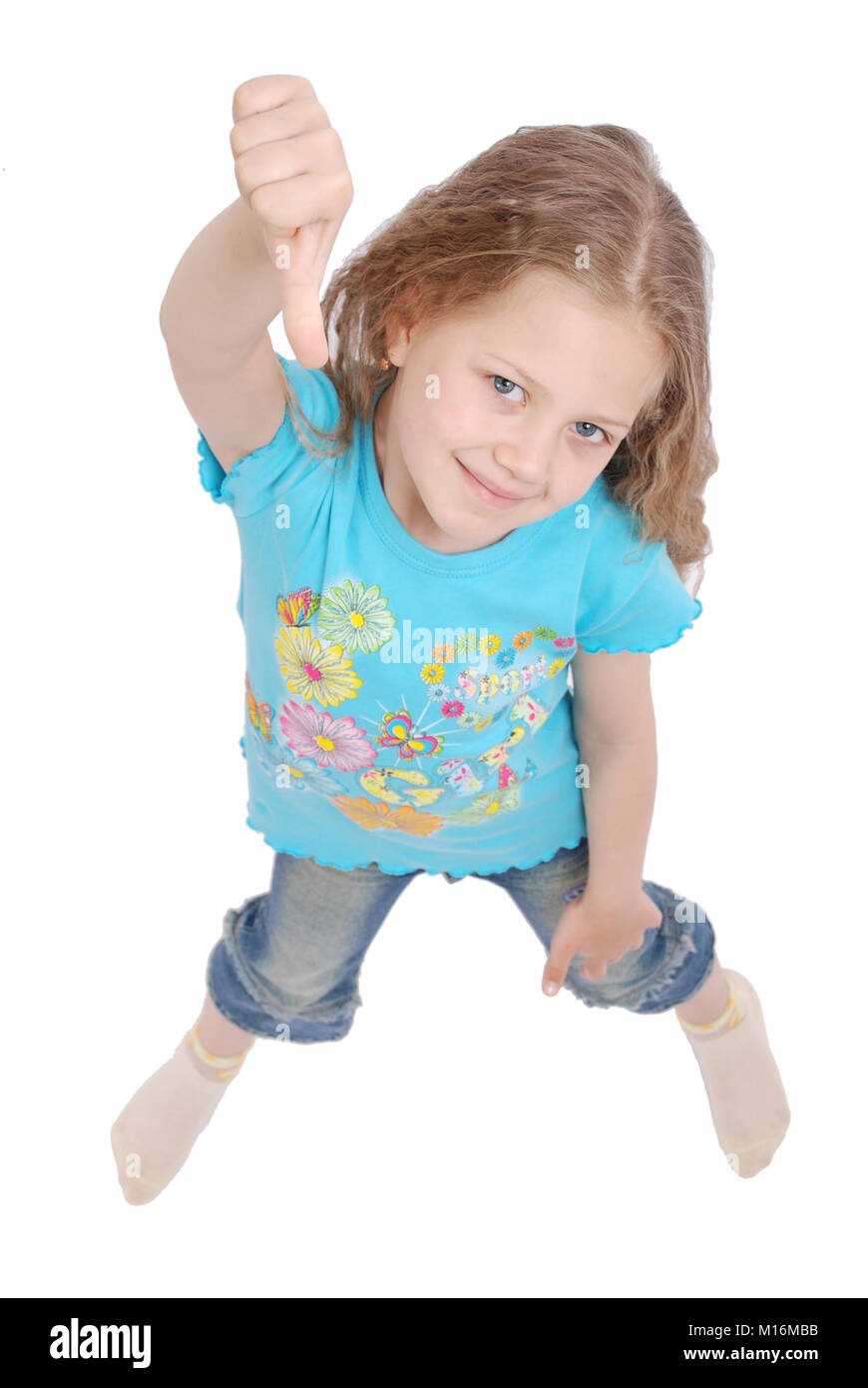 Girl playing. Top view. Isolated on white background Stock Photo - Alamy