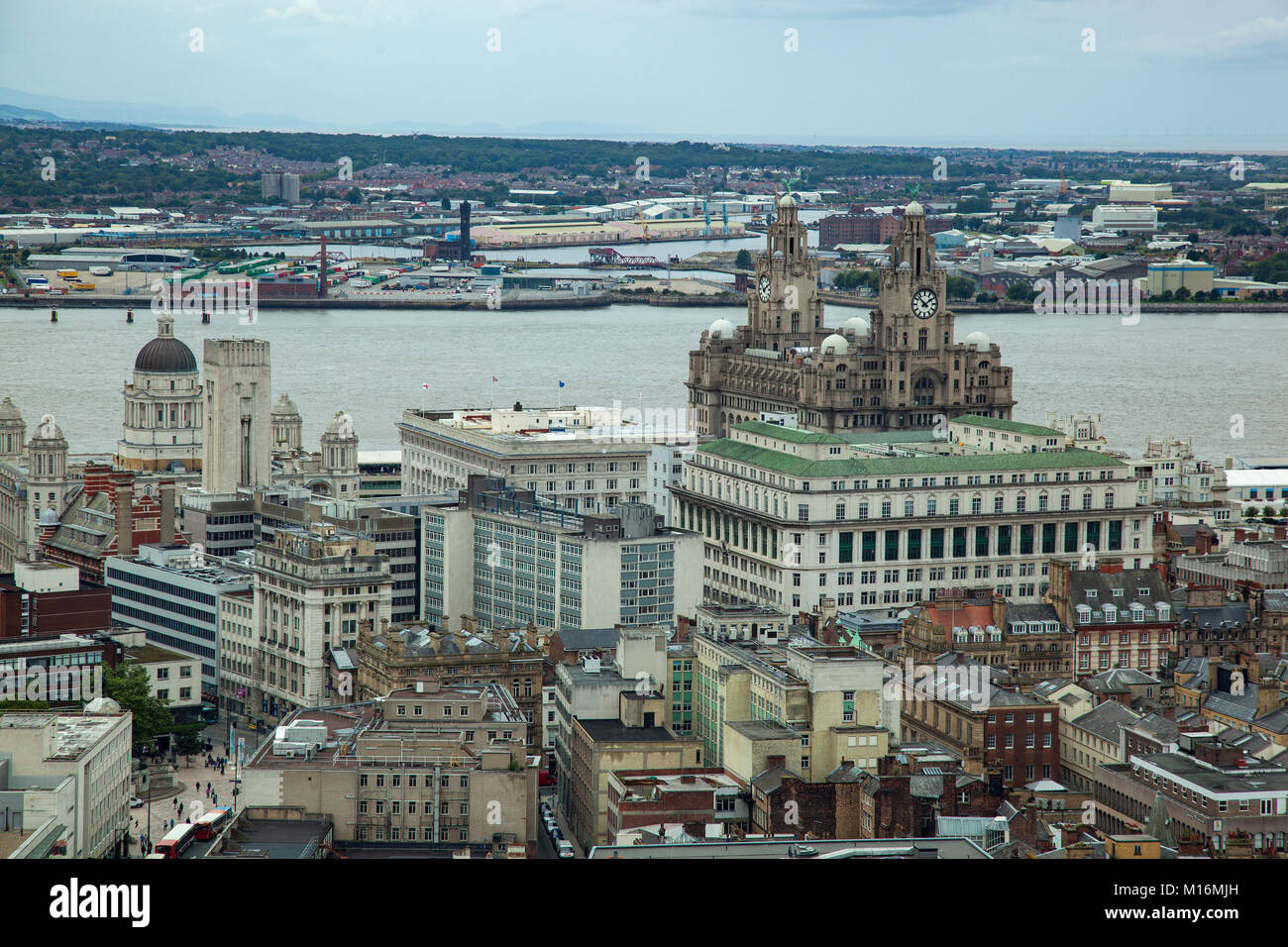 Aerial view of the centre of Liverpool from the St. John's tower. The ...