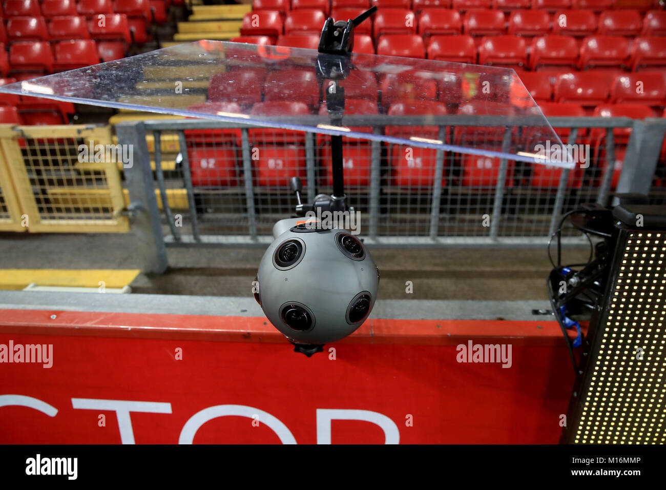 A camera pitchside before the Emirates FA Cup, fourth round match at ...