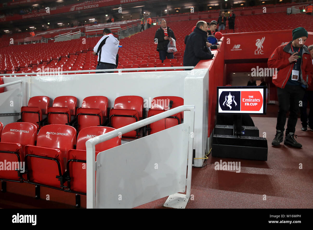 A view of the Video Assistant Referee (VAR) System pitch side which ...