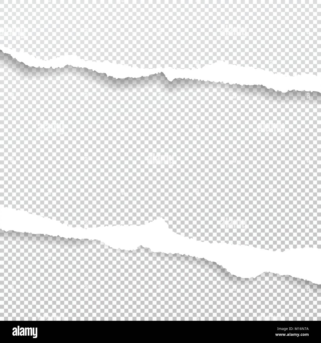 White ripped paper strips for note or message stuck on squared gray ...