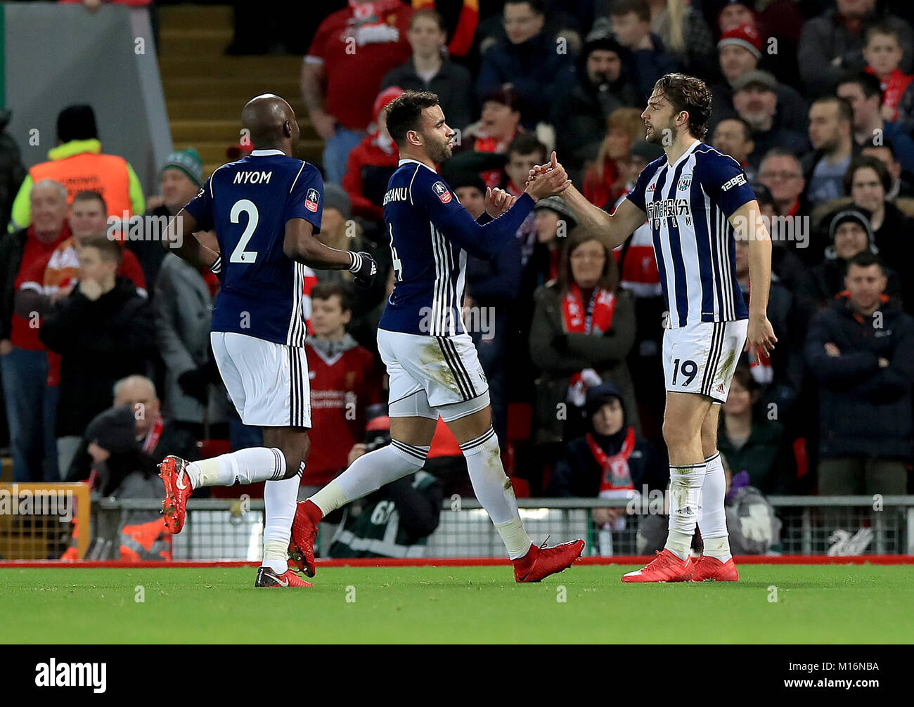 West Bromwich Albion's Jay Rodriguez (right) celebrates scoring his ...
