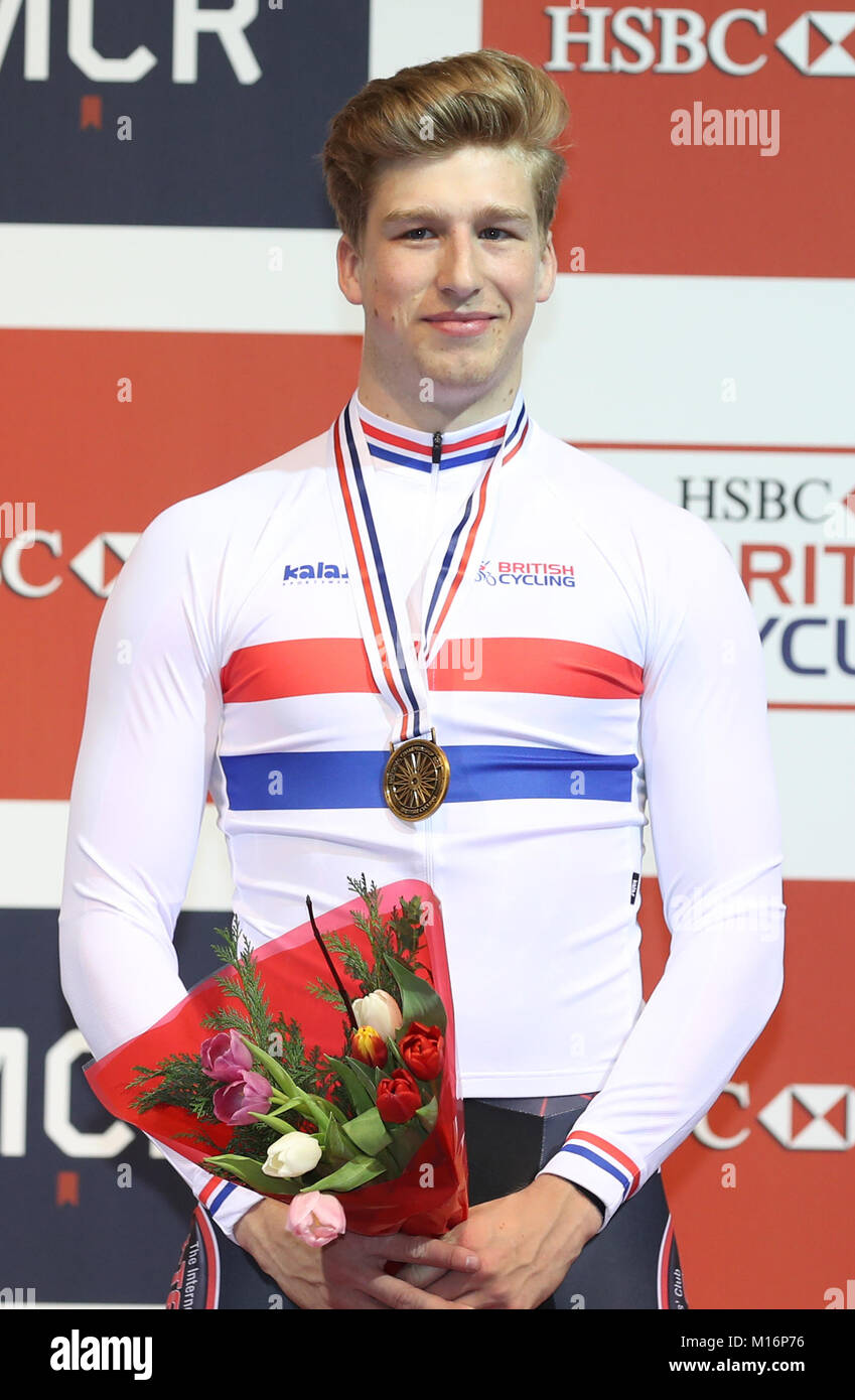 Joe Truman with his gold medal after winning the Men's 1KM Time Trial ...