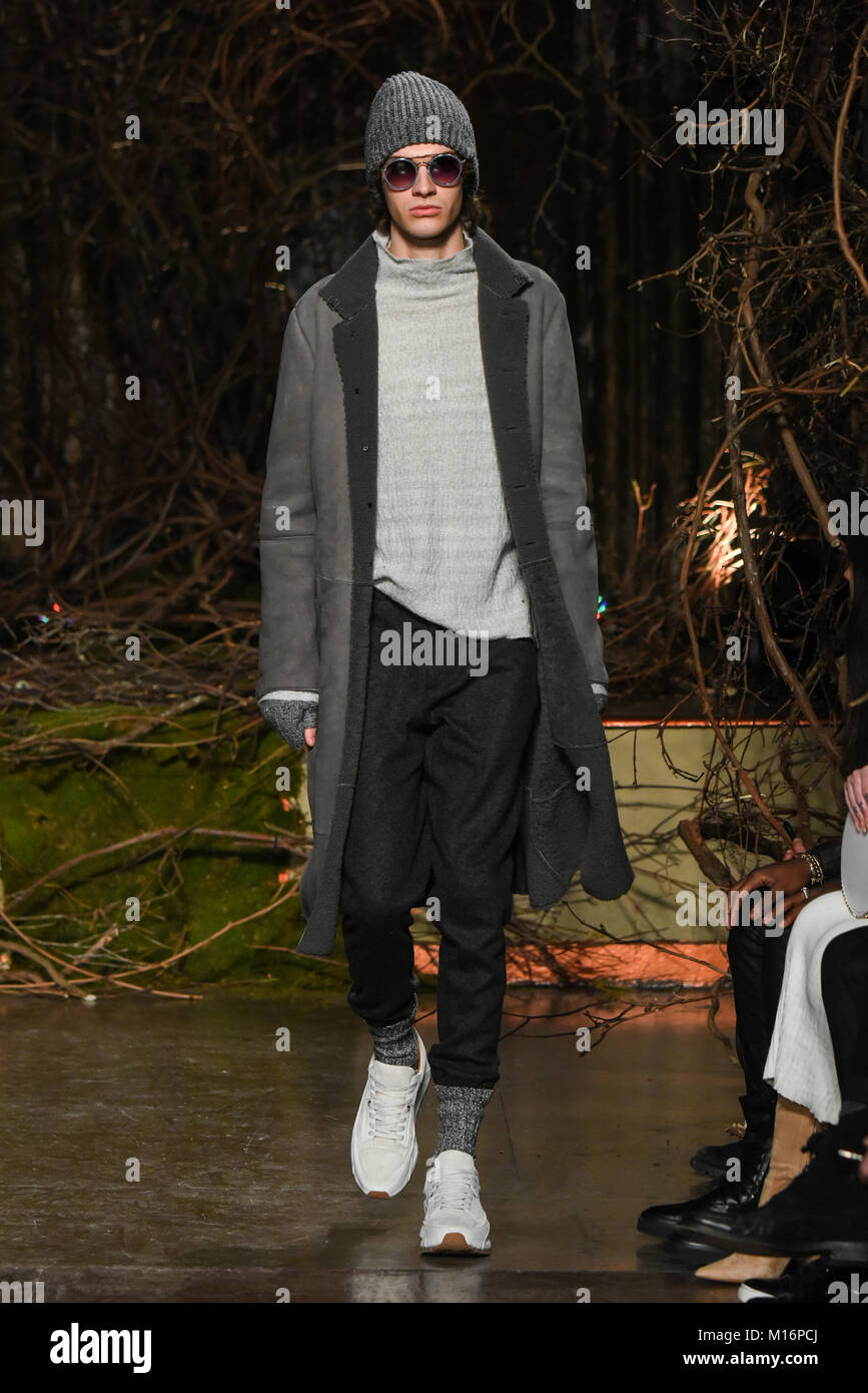 NEW YORK, NY - JANUARY 26: Jack Page walks the runway wearing John ...