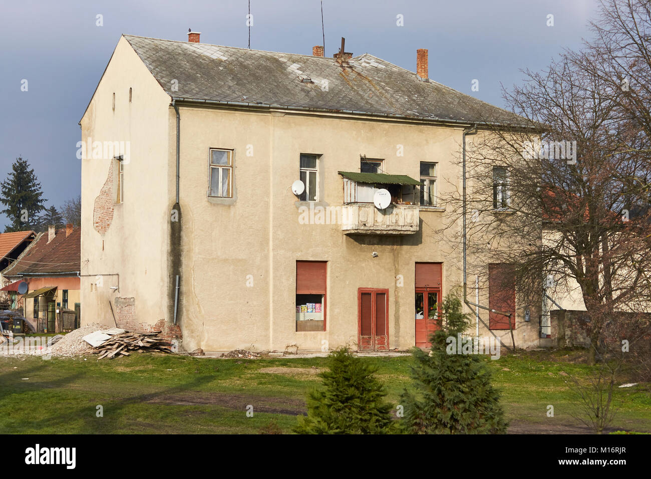 a soviet era farm house in the countryside outside zagreb, croatia ...
