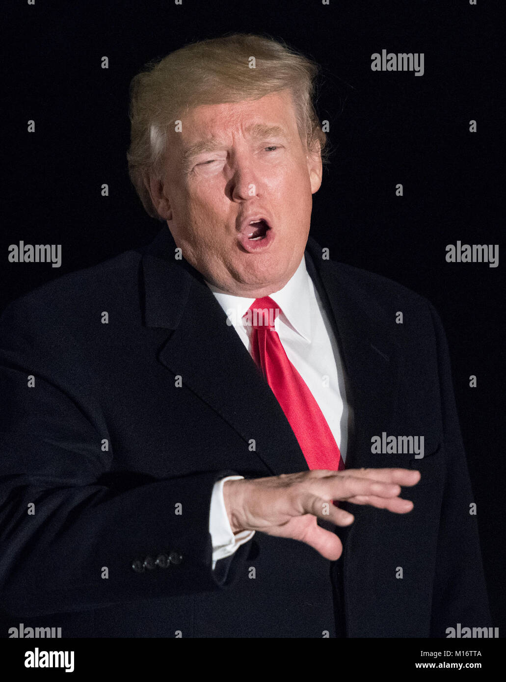United States President Donald J. Trump answers a reporter's question ...