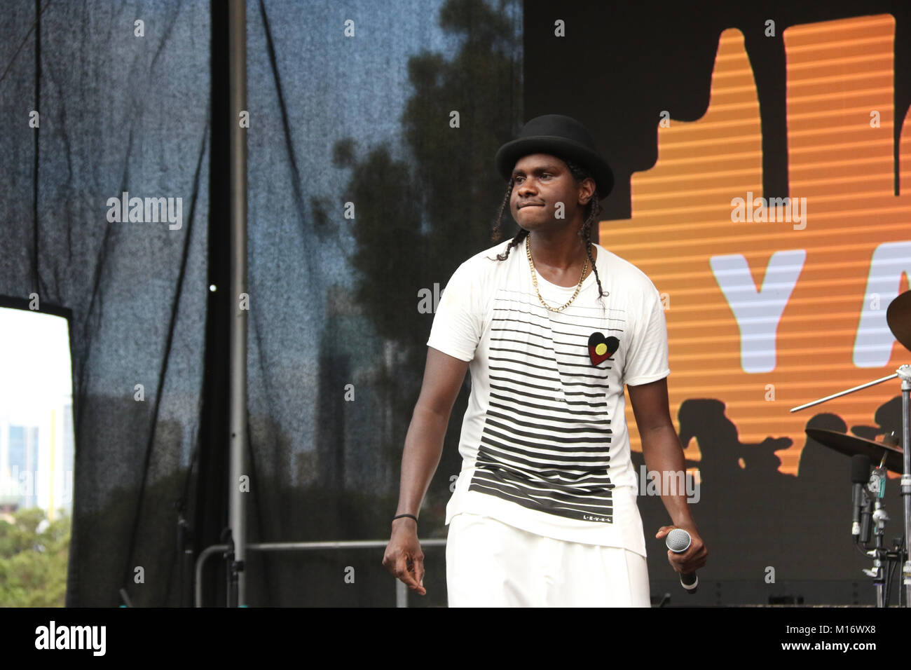 Sydney, Australia. 26 January 2018. Pictured: Baker Boy performs on the ...