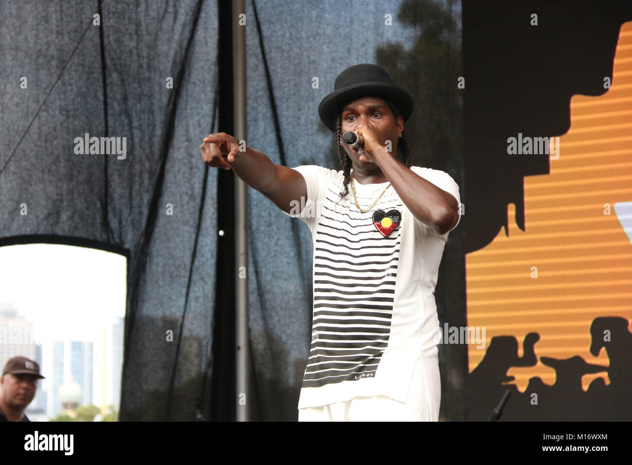 Sydney, Australia. 26 January 2018. Pictured: Baker Boy performs on the ...
