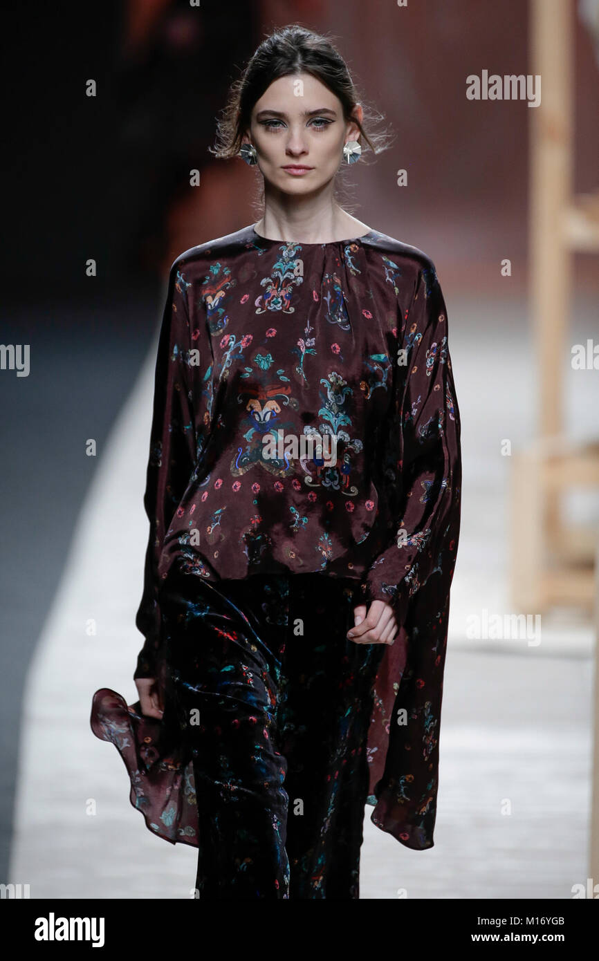 Madrid, Spain. 27th January, 2018. Model wears at collection runway a ...