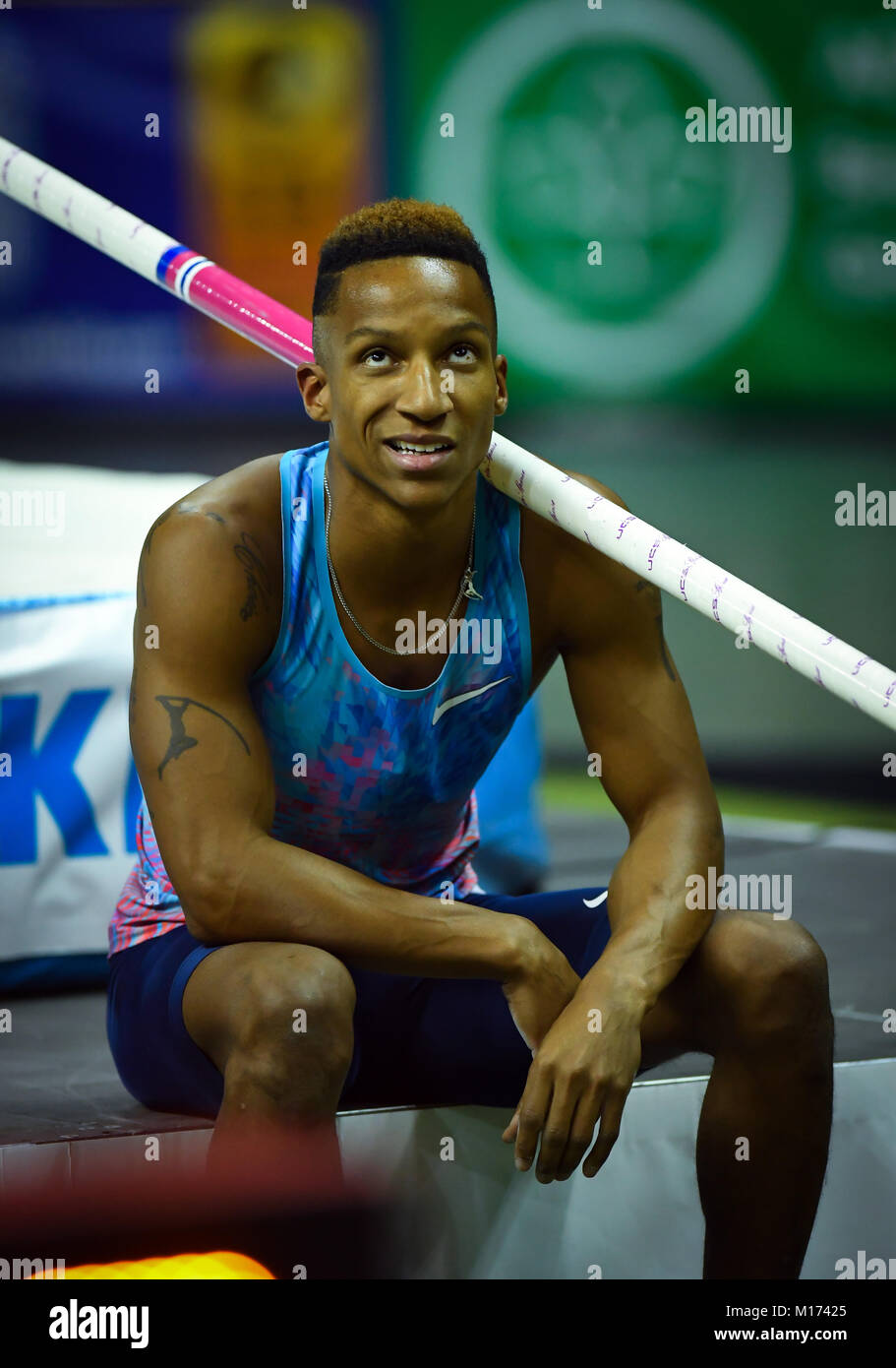 Berlin, Germany. 26th Jan, 2018. German pole vaulter Raphael Holzdeppe ...