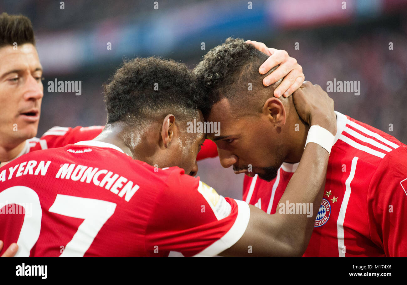 Munich, Germany. 27th Jan, 2018. Jerome Boateng of Munich celebrates ...