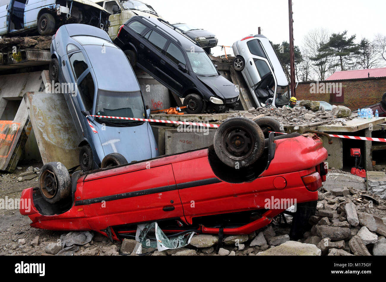 Tinglev, Denmark. 27th Jan, 2018. A realistic scenario unfolds on the ...