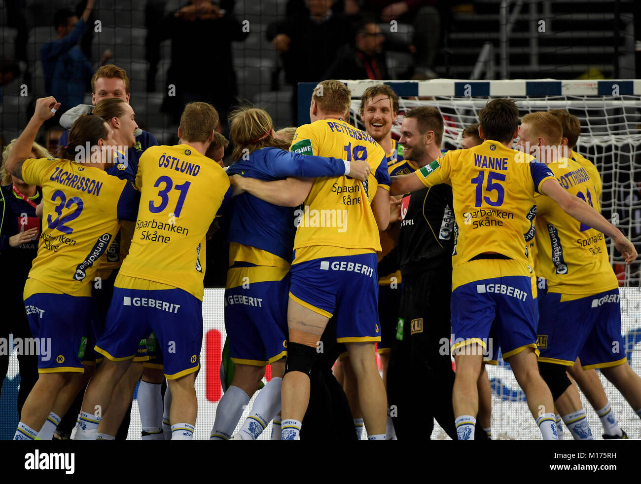 Sweden's players cheer over their victory after the European Men's ...