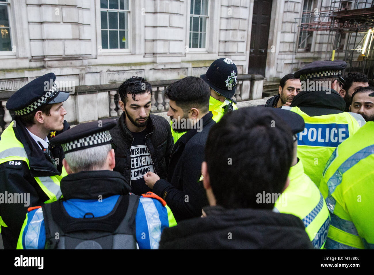 Police officers protestor demonstration in whitehall hi-res stock ...