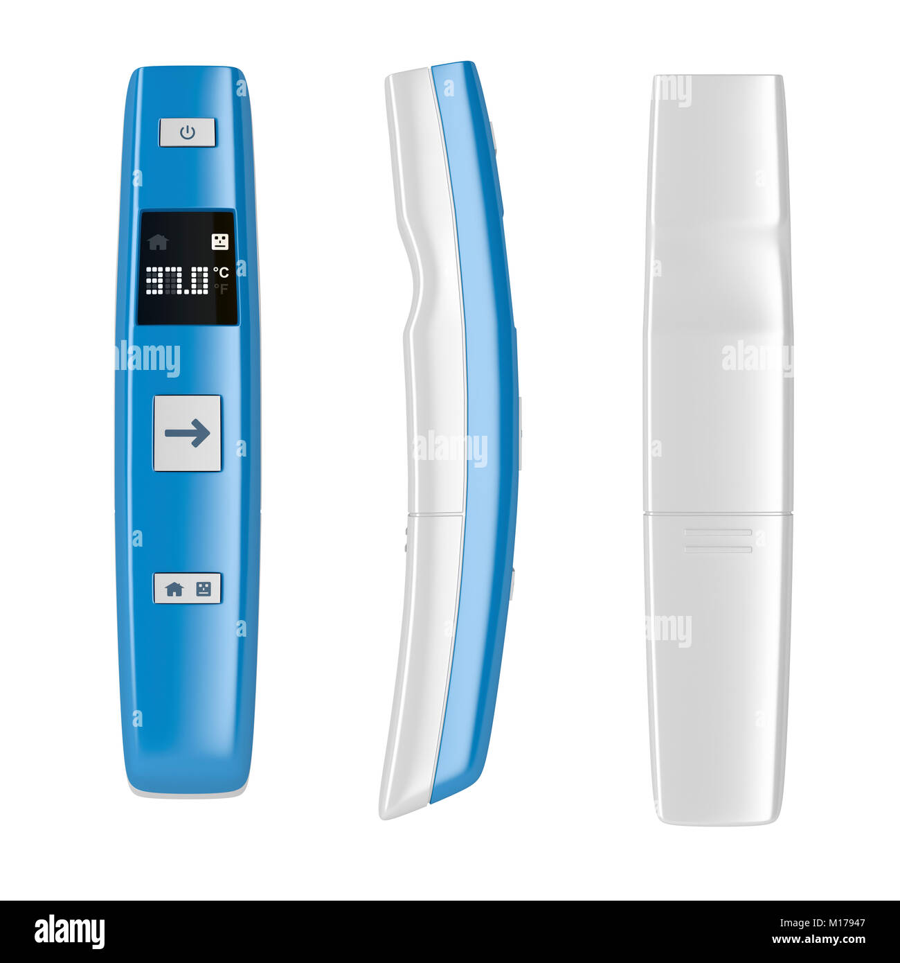 Non-contact medical thermometer, isolated on white background. Front ...