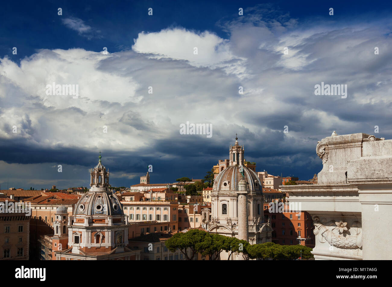 Rome historic city center panoramic view from Vittoriano monument, with ...