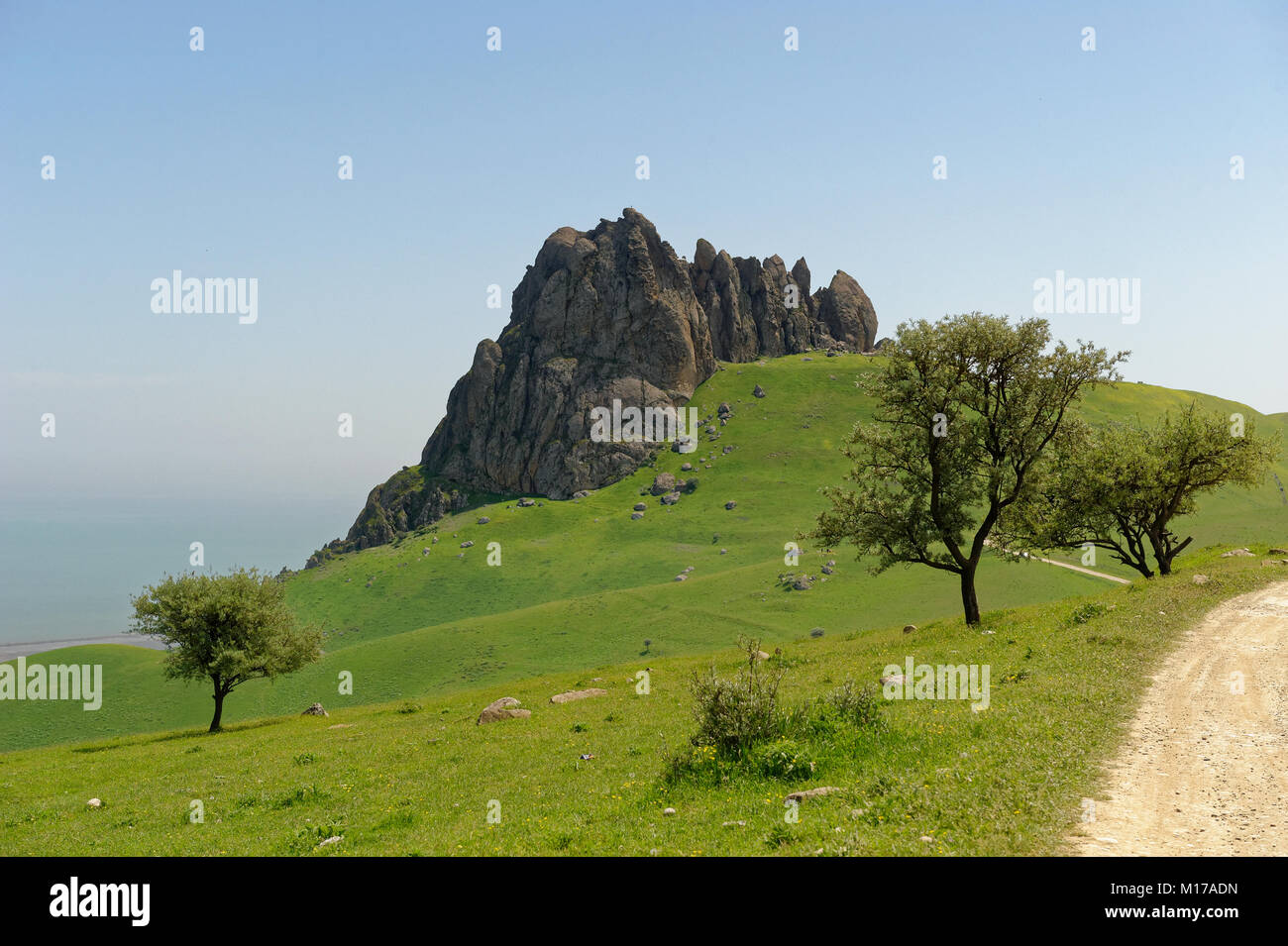 Besh Barmag or Five Finger Mountain, near Baku, Azerbaijan Stock Photo ...