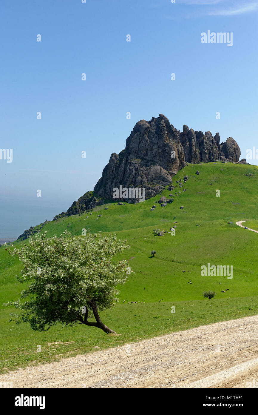 Besh Barmag or Five Finger Mountain, near Baku, Azerbaijan Stock Photo ...