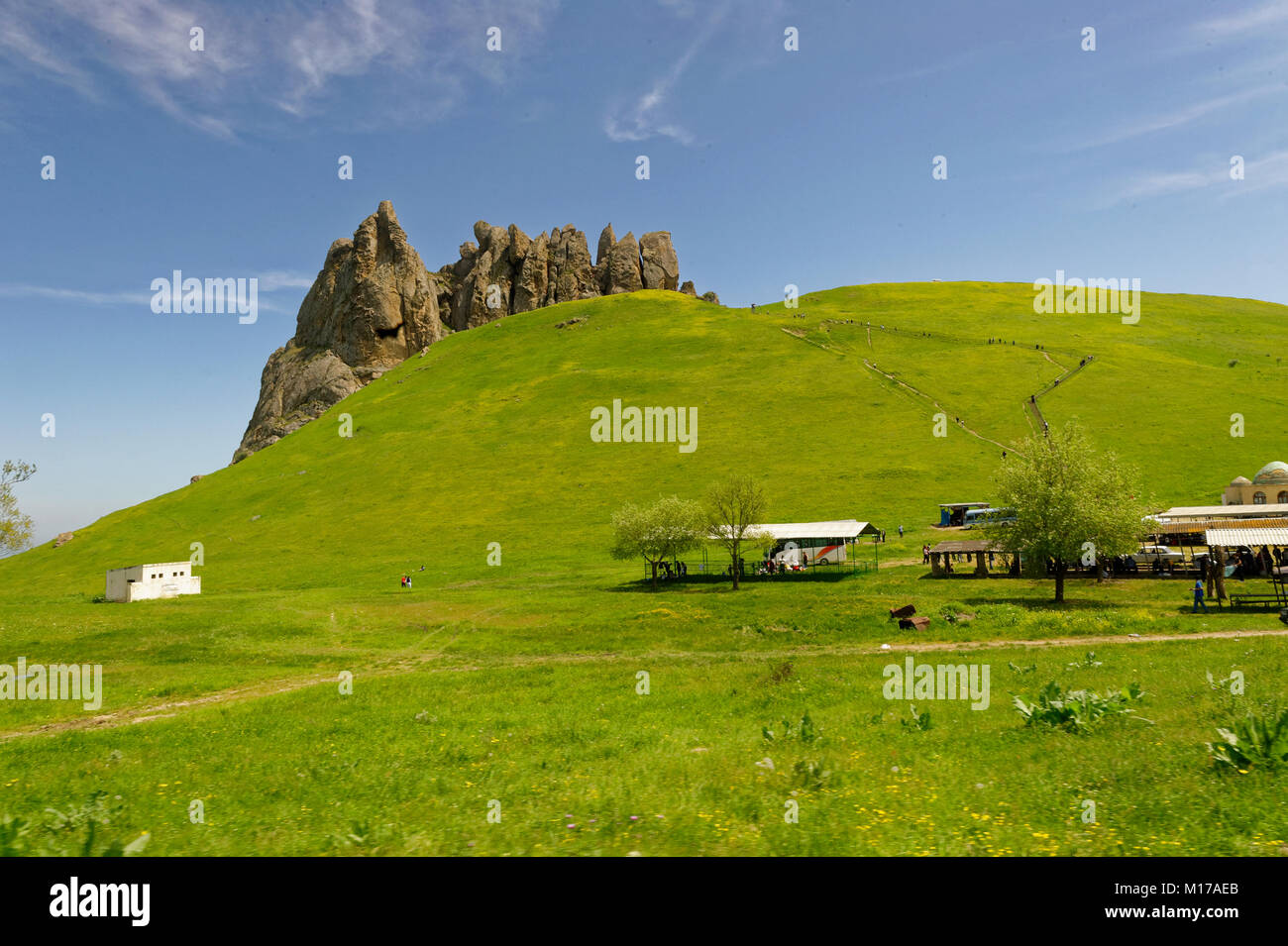 An encampment near the Besh Barmag or Five Finger Mountain, near Baku ...