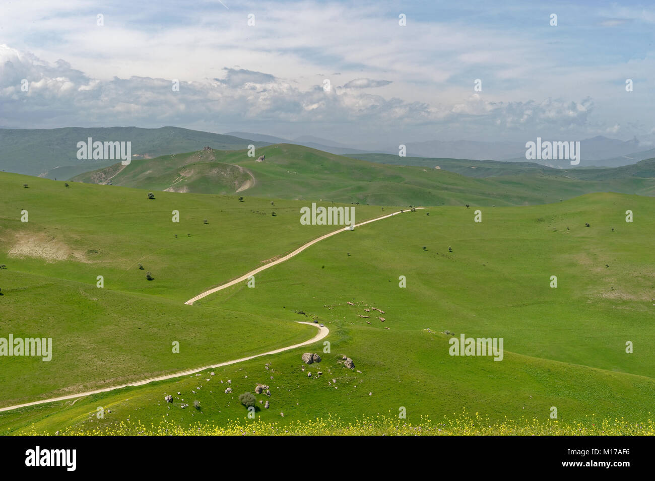 The winding track leading to the Besh Barmag or Five Finger Mountain ...